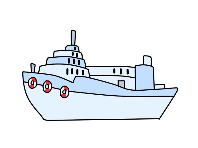 轮船简笔画 轮船的画法 - 童乐福儿童网